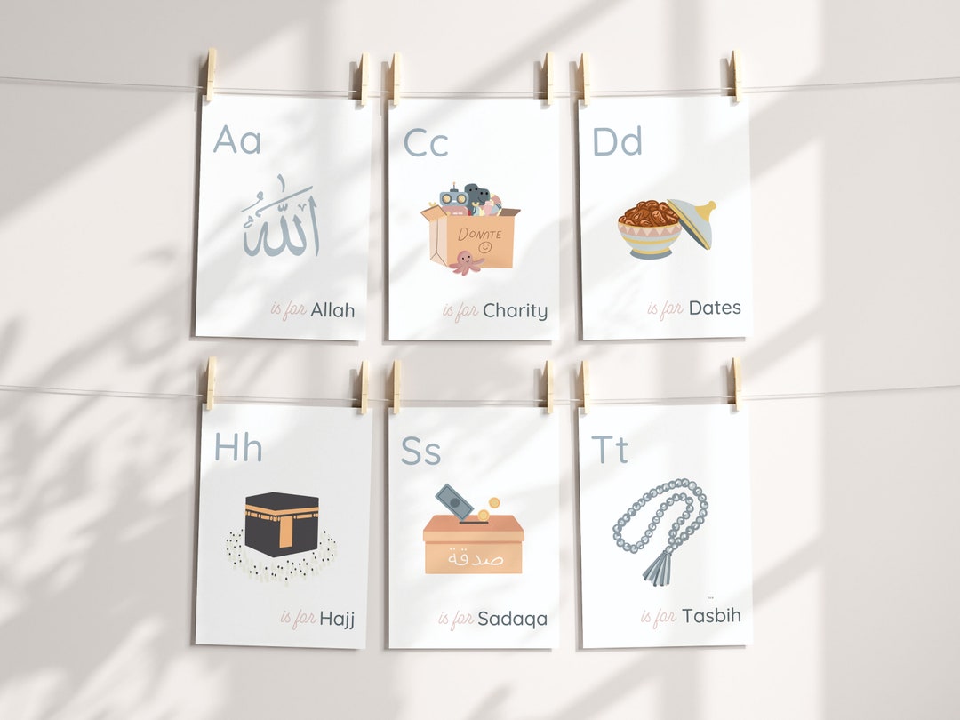 Islamic Alphabet Flashcards | 26 Letters | Aesthetic Muslim Learning ...