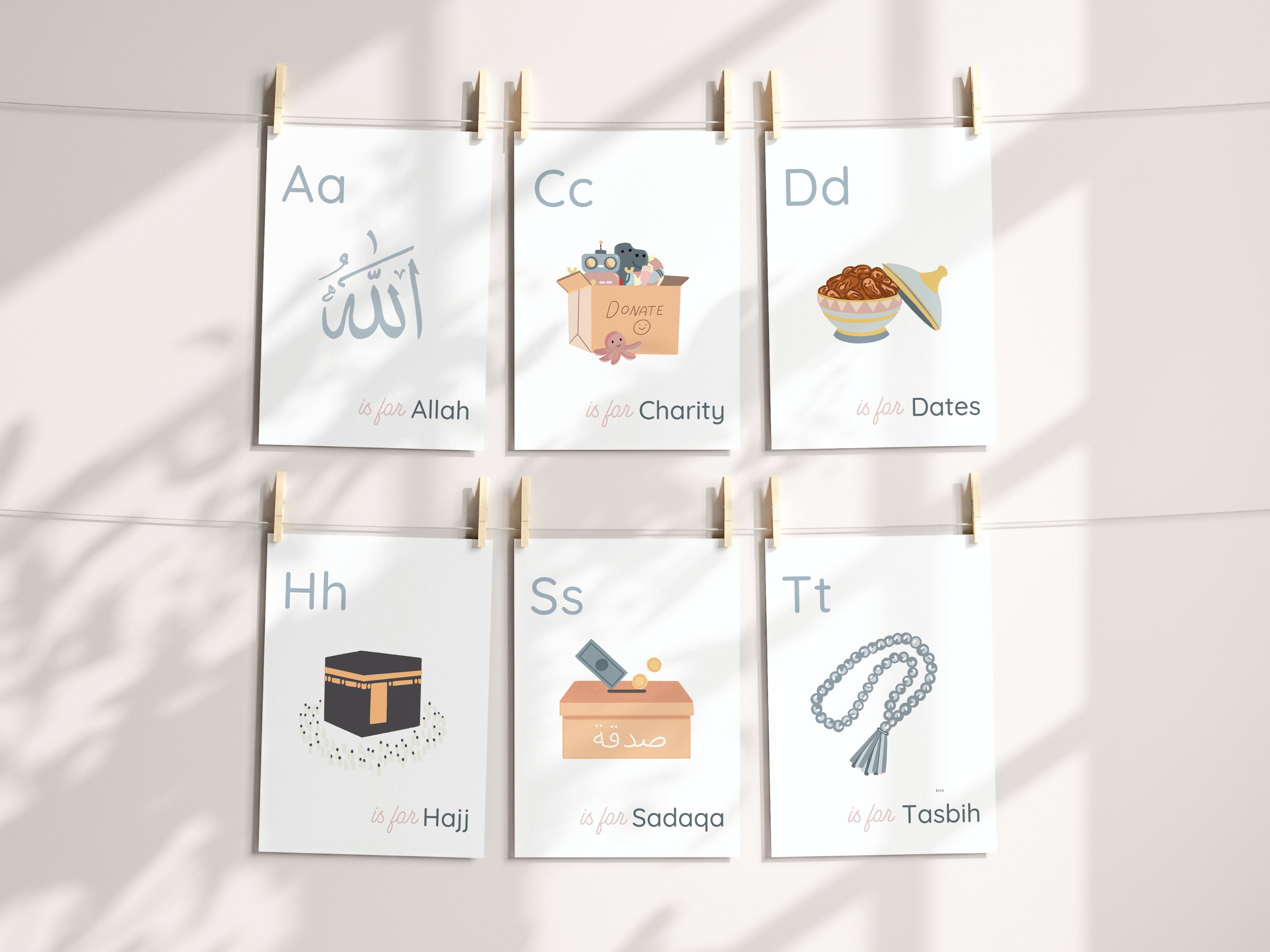 Islamic Alphabet Flashcards 26 Letters Aesthetic Muslim Learning ...