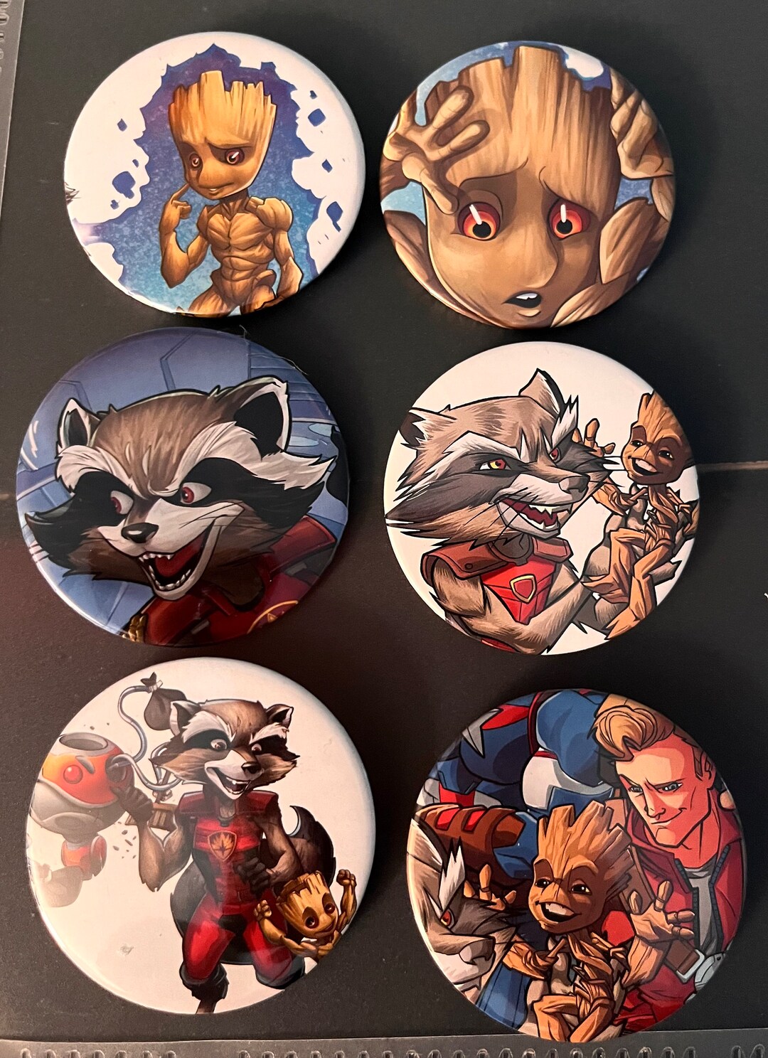 Groot and Rocket Buttons 6pk - Etsy