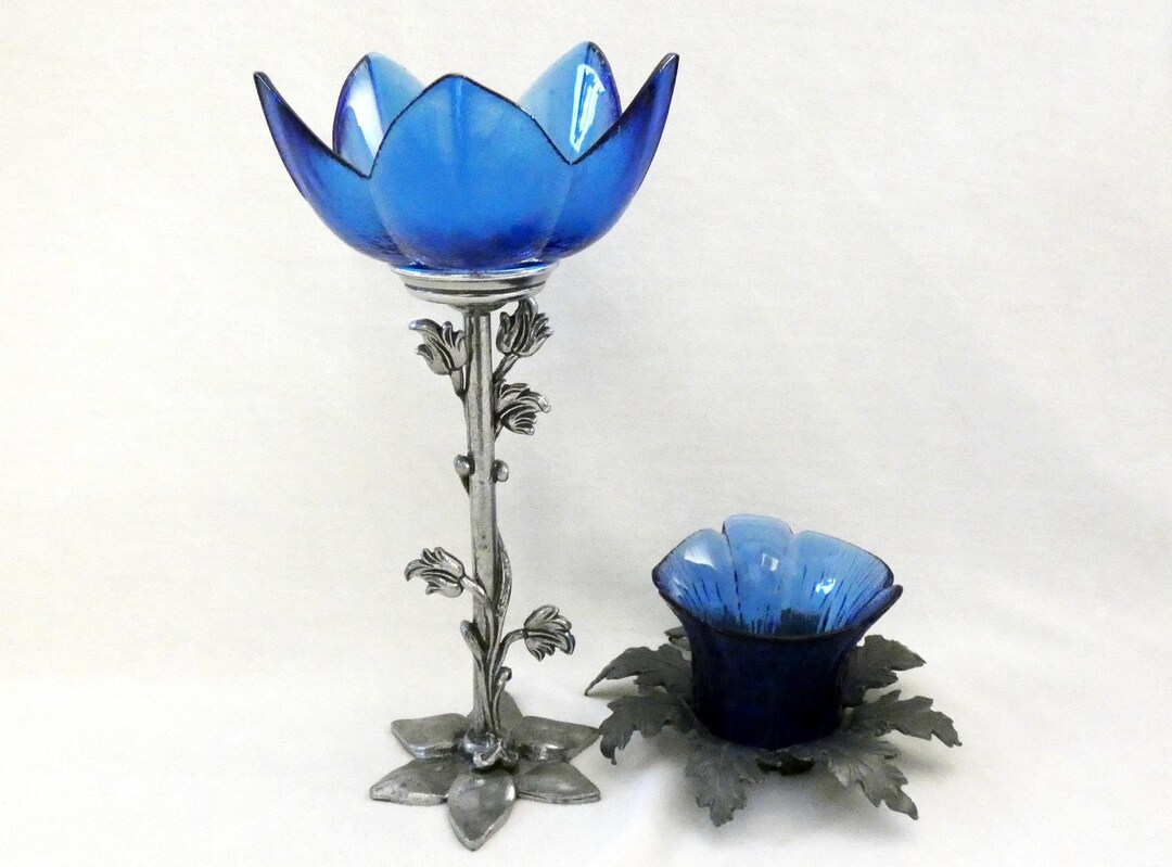 Vintage Jean Goardere Candlestick Holder Set: French Cobalt Blue ...