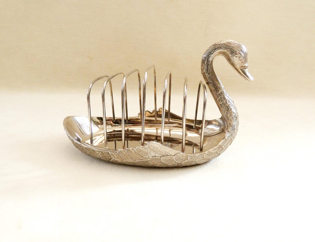 Vintage French Toast Rack Silver Plated Swan Shape Crumb Tray Retro ...