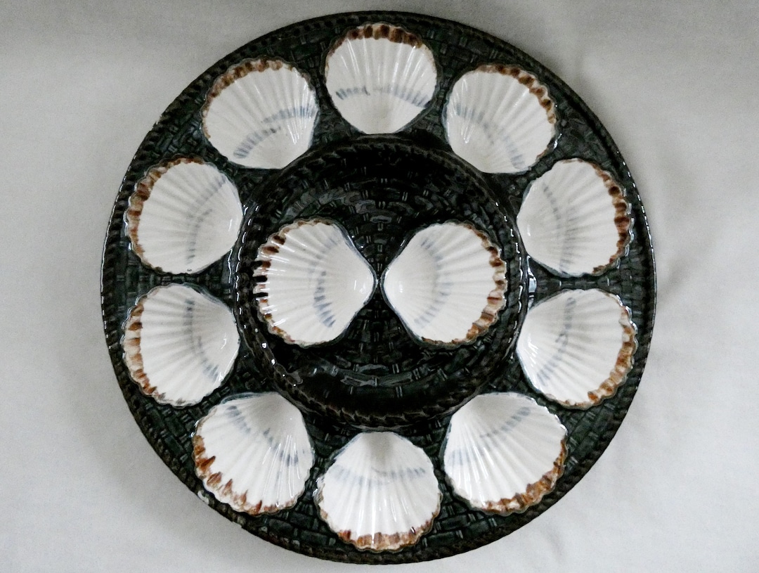 Antique Longchamp Oyster Platter Rare Majolica Oyster Serving Platter ...