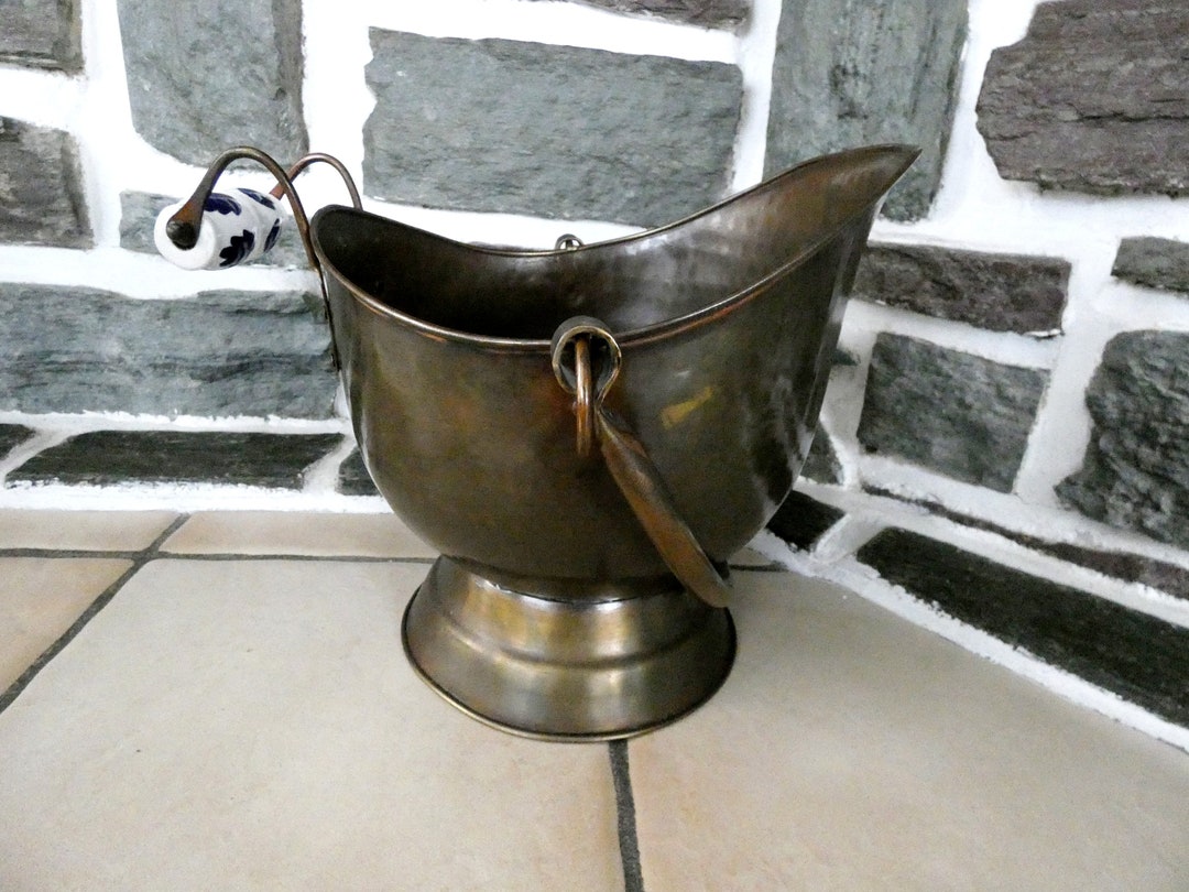 Vintage Brass Planter French Jardiniere Pot Delft Ceramic Handles ...