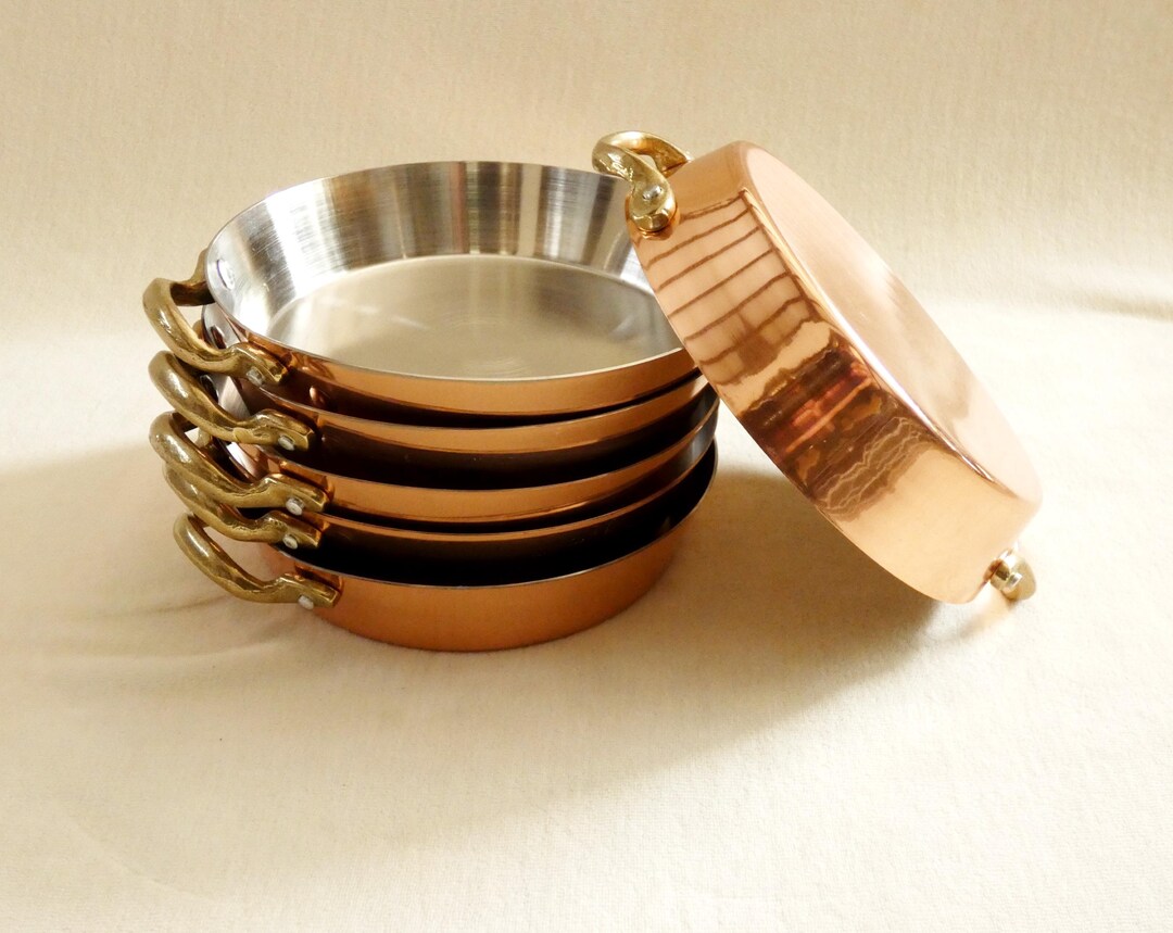 Vintage French Copper Gratin Pans Brass Handles Roasting Dish Oven Pans ...