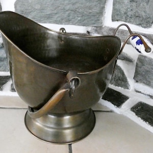Vintage Brass Planter French Jardiniere Pot Delft Ceramic Handles ...