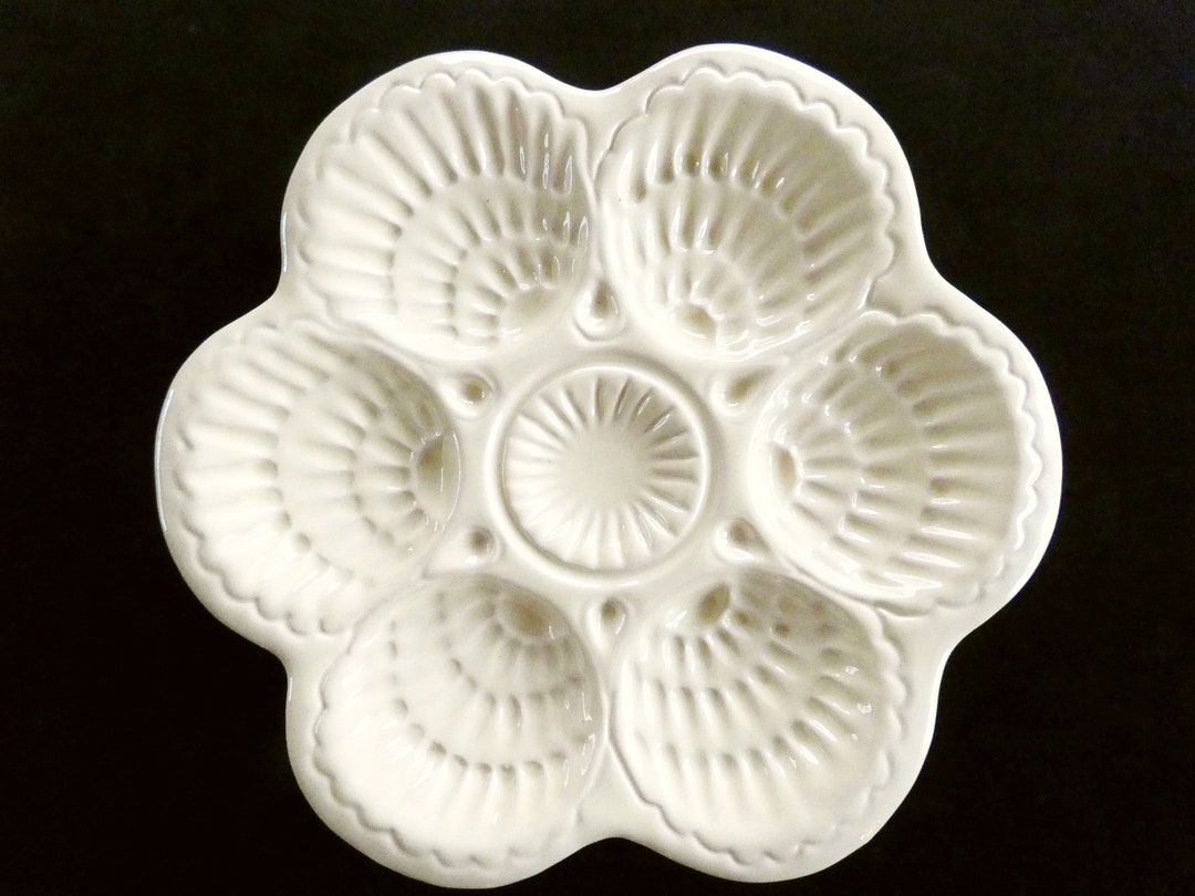 1 Vintage Marcel Guillot Paris Oyster Plate Rare Ivory Color Majolica ...