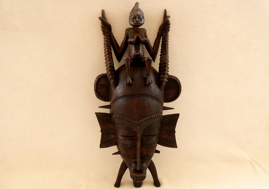 Authentic African Tribal Art Mask Kpelie Senufo Female Ritual Mask ...