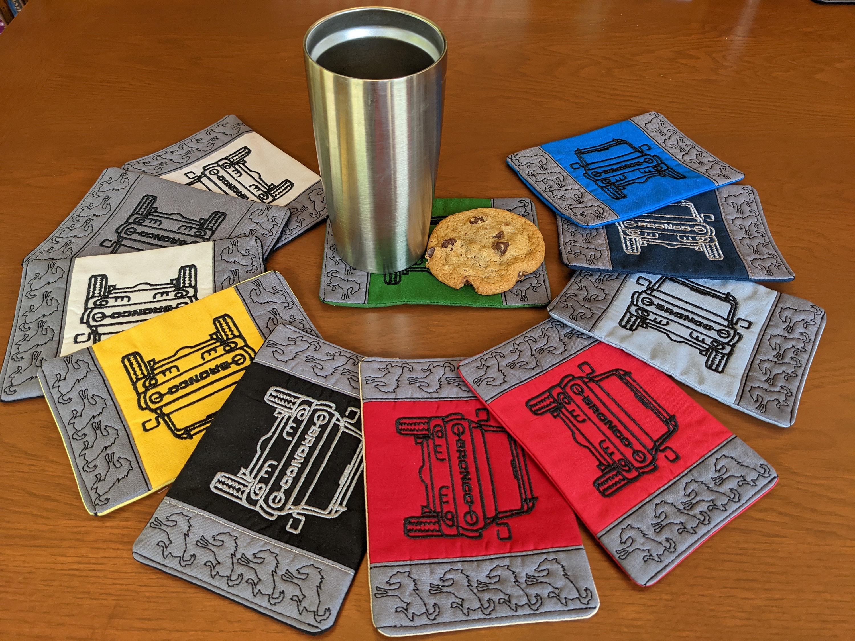 Embroidered Bronco Mug Rugs - Etsy