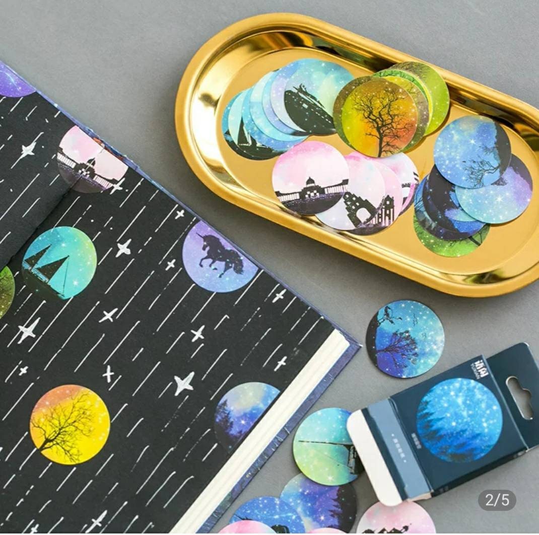 Night Silhouette Stickers 50 stuks. Starry night Stickers | Etsy