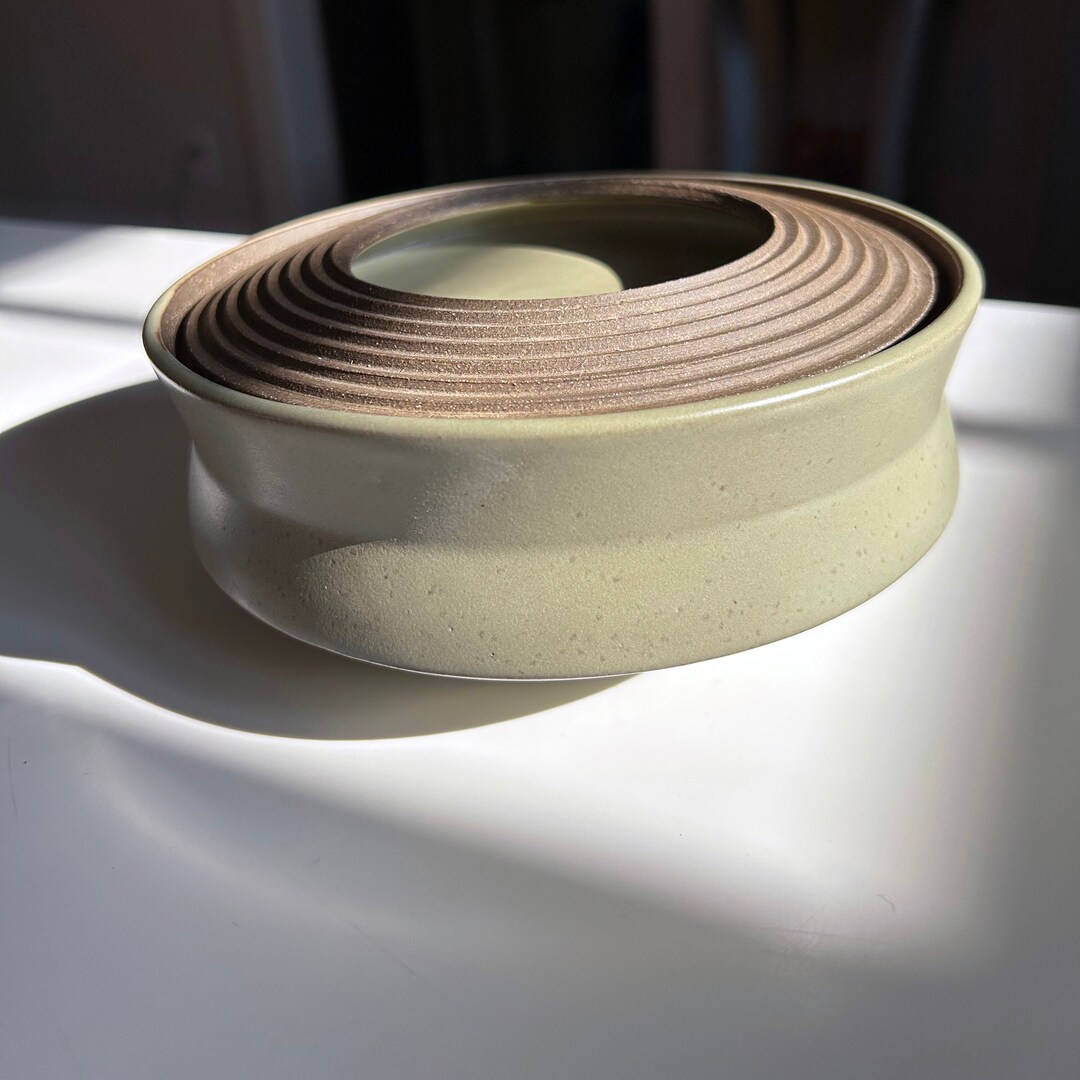 Wide Angular Lidded Vessel, Gray Green - Etsy