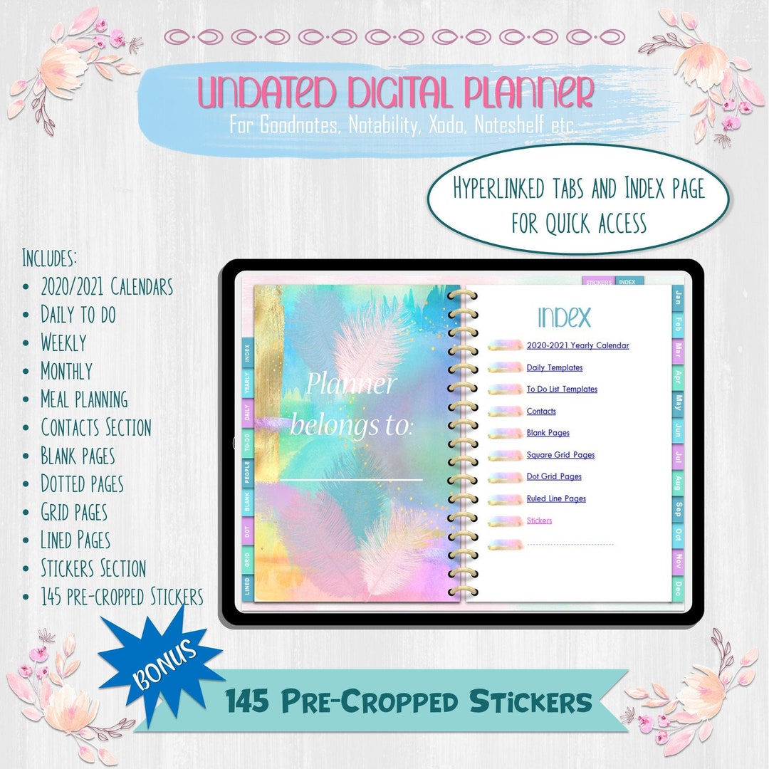 Undated Digital Planner for iPad Planner Goodnotes Undated Daily Weekly ...