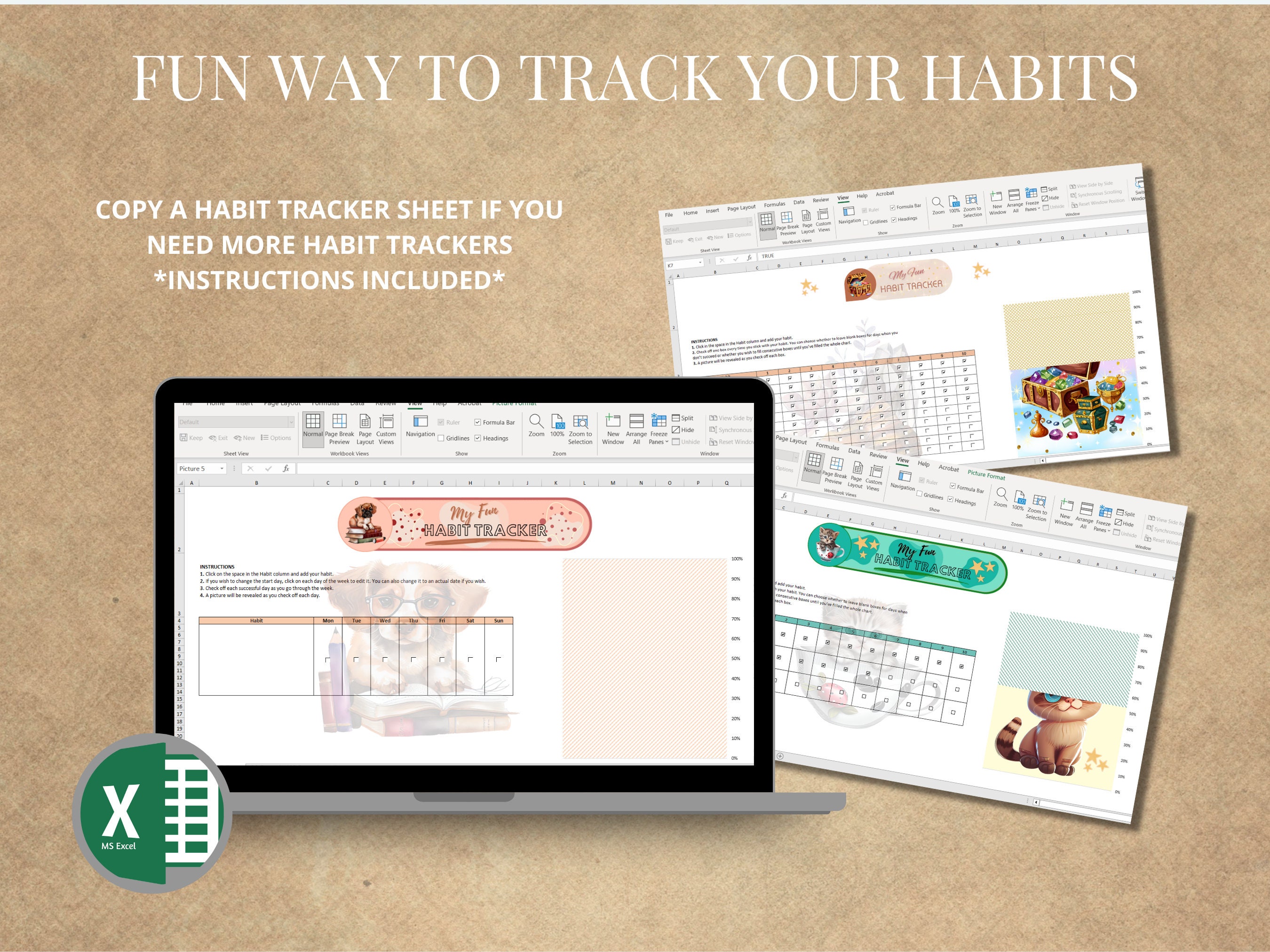 Fun Habit Tracker Spreadsheet| Excel Habit Tracking Speadsheet| Weekly ...