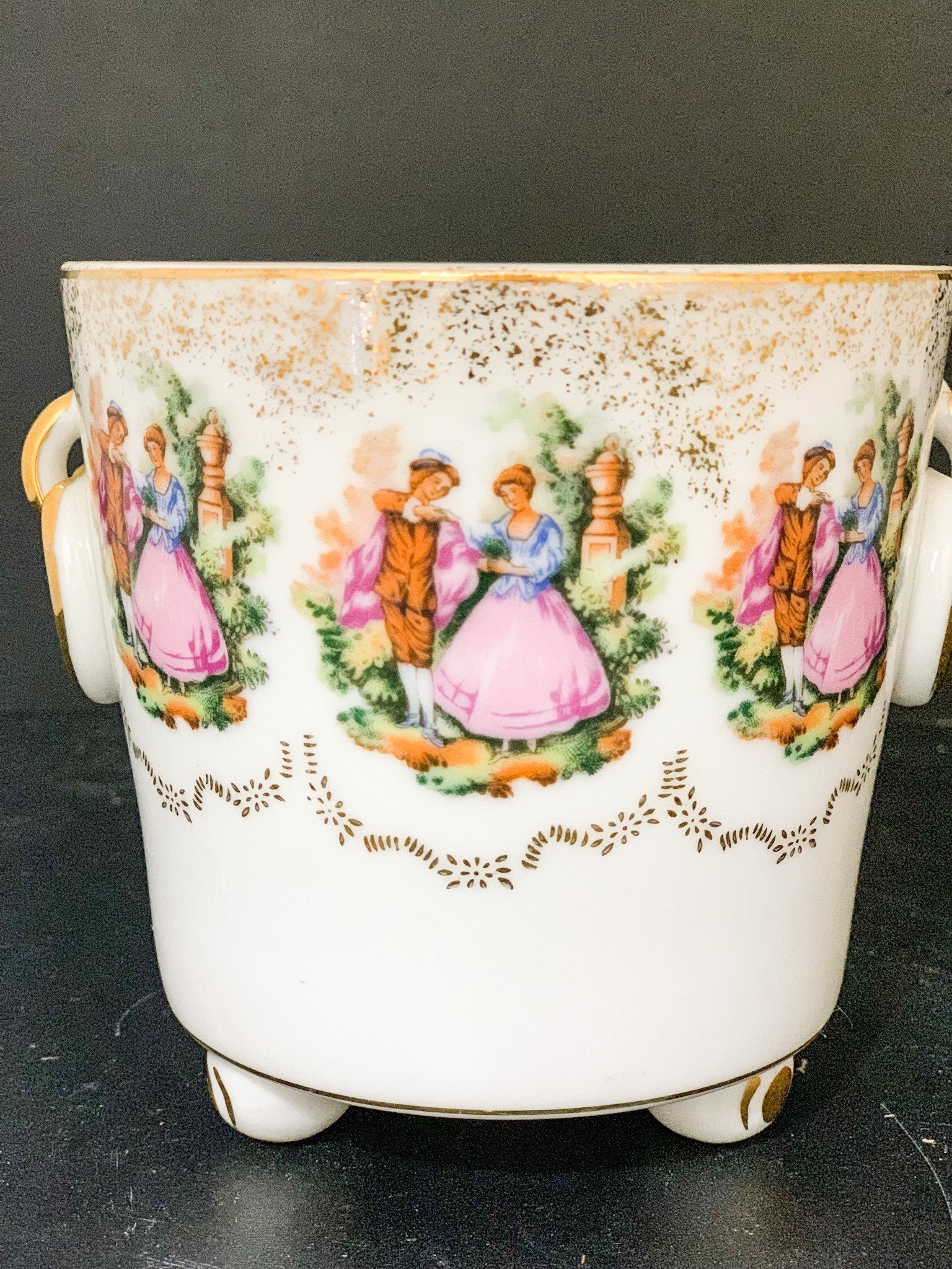 Vintage Planter Colonial Courting Couples in French Fragonard Style ...