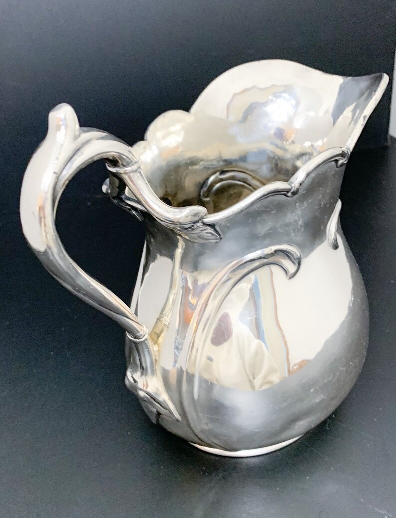 Vintage Pitcher Silver Plated Water Pitcher With Scalloped - Etsy