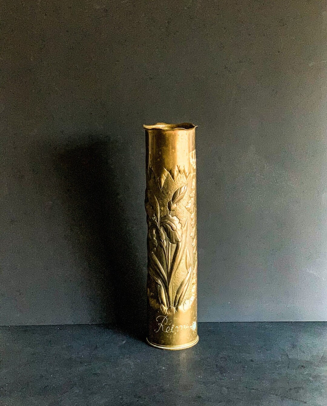Vintage Vase Trench Art Brass WWI Ammunition Shell With Irises in ...