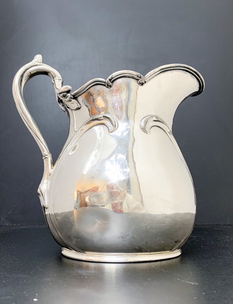 Vintage Pitcher Silver Plated Water Pitcher With Scalloped - Etsy