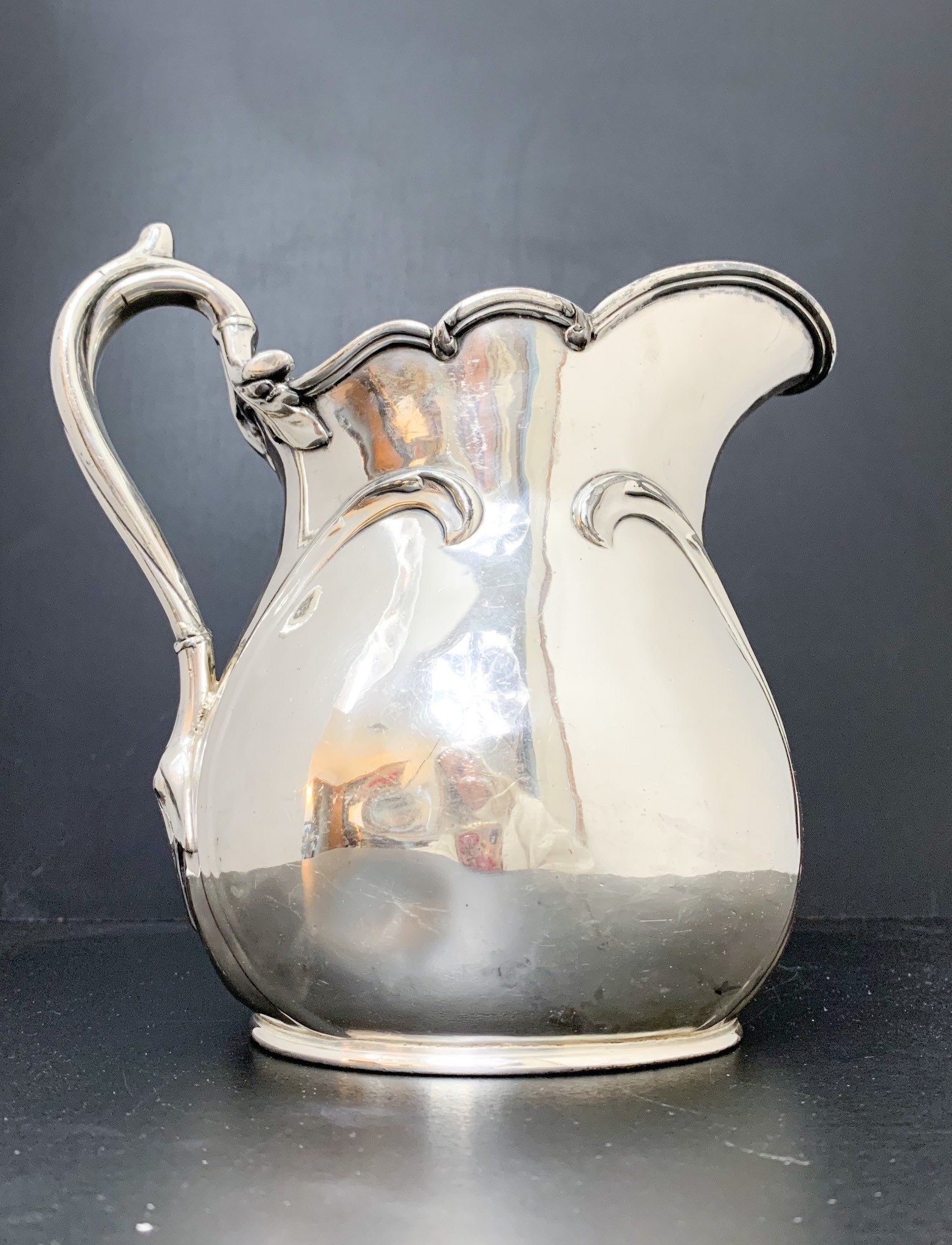 Vintage Pitcher Silver Plated Water Pitcher With Scalloped - Etsy