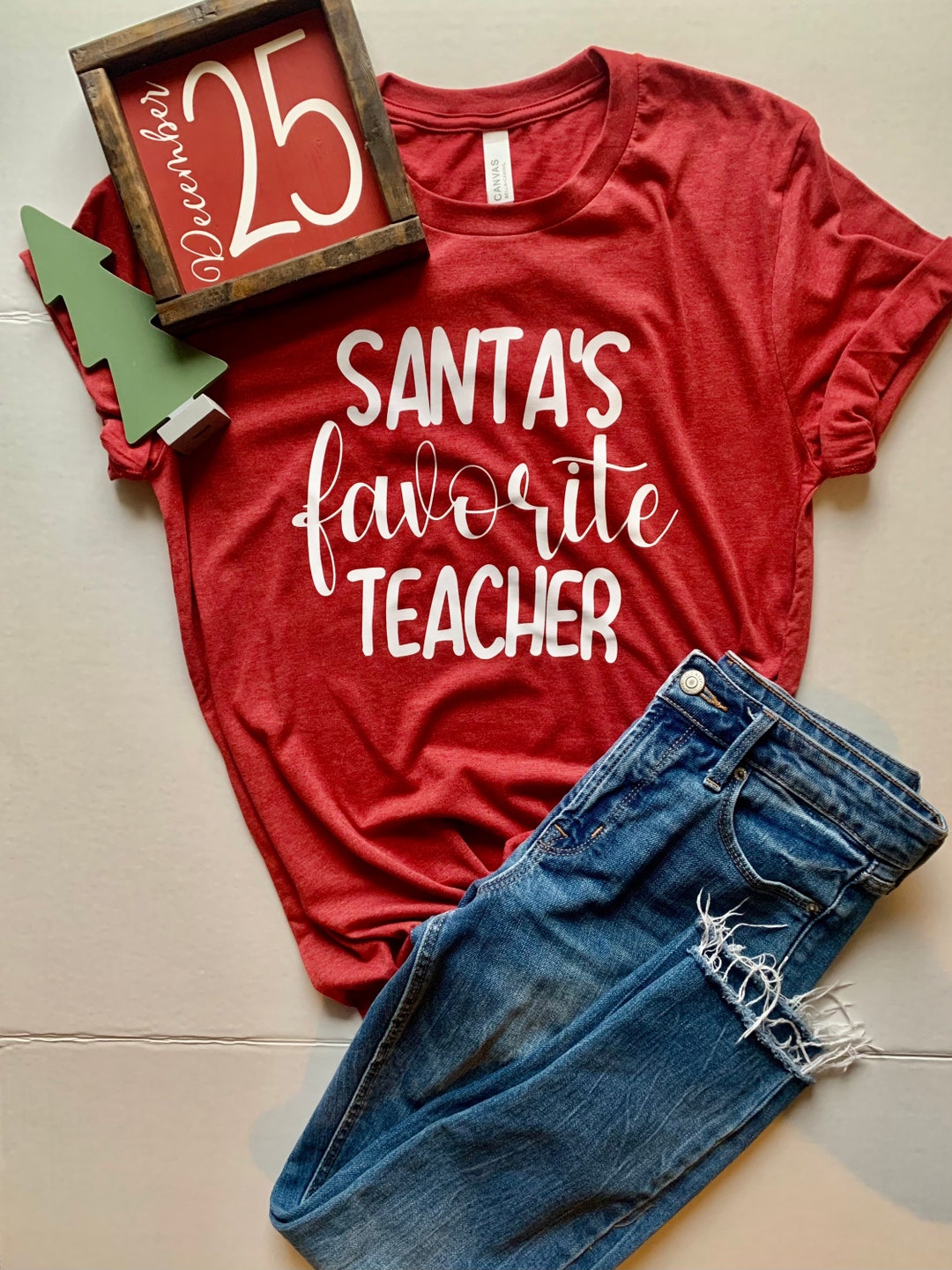 Santas Favorite Teacher Unisex Shirt Christmas Xmas Holidays