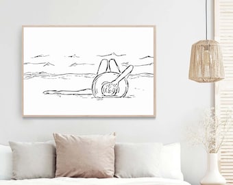 Minimalist Beach Drawing - Etsy