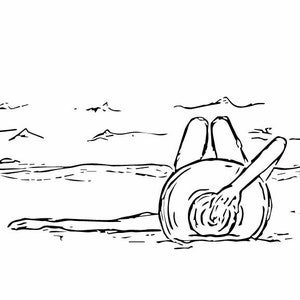 Girl on the Beach Line Drawing / Female Body Drawing / Minimalist Art ...