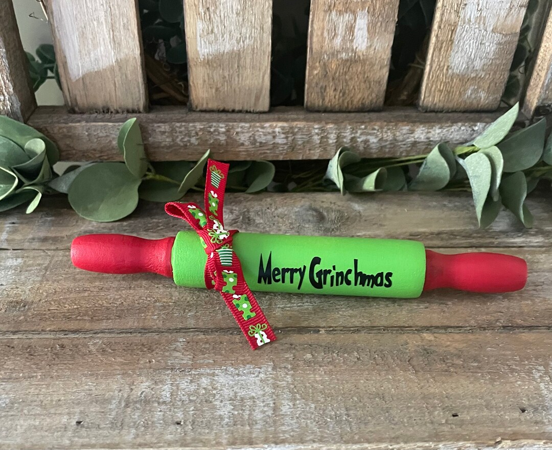 Grinch Rolling Pin, Merry Grinchmas, Mini Wood Rolling Pin, Christmas ...