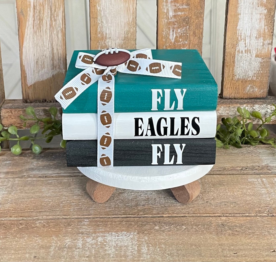 Farmhouse Mini Wood Book Stack, Philadelphia Eagles Wood Books, Eagles ...