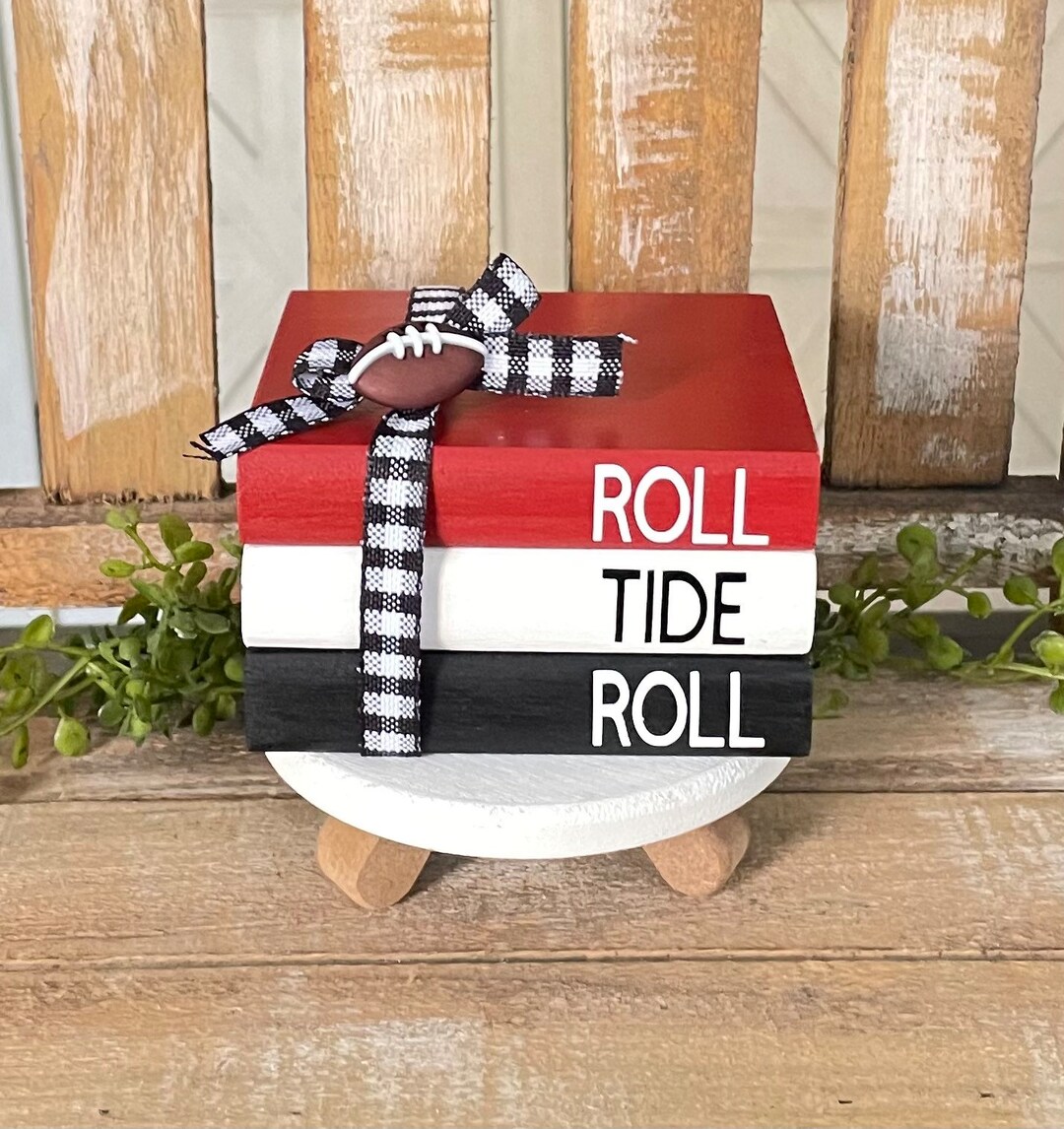 Farmhouse Mini Wood Book Stack Alabama Wood Books Inspired - Etsy
