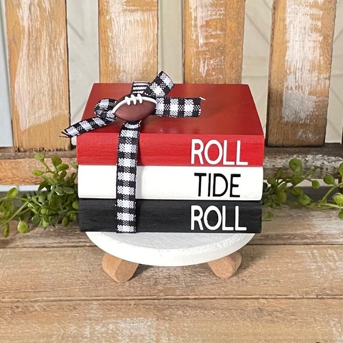 Farmhouse Mini Wood Book Stack Alabama Wood Books Inspired - Etsy