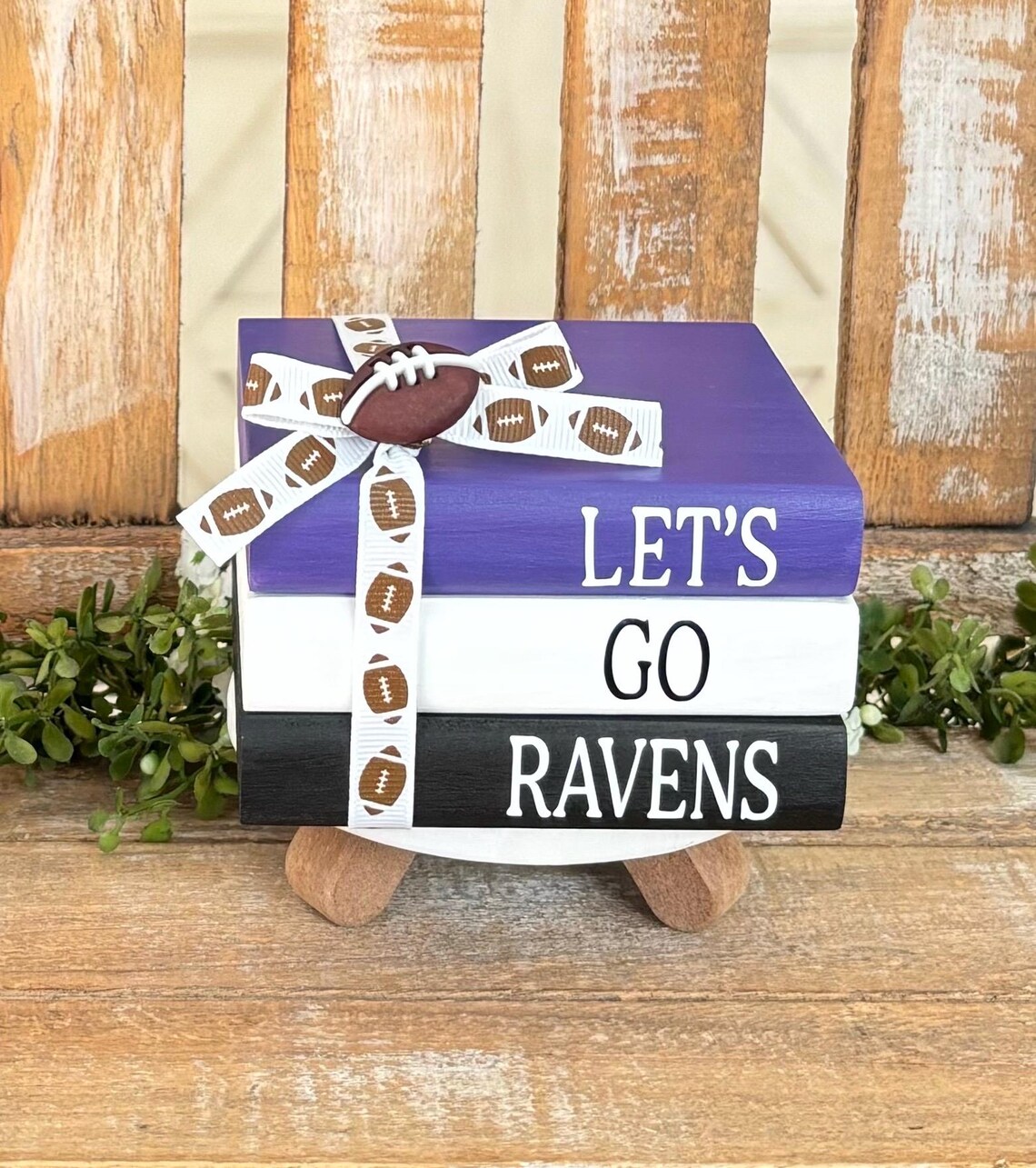 Football Mini Wood Book Stack Baltimore Ravens Flock Wood Books ...