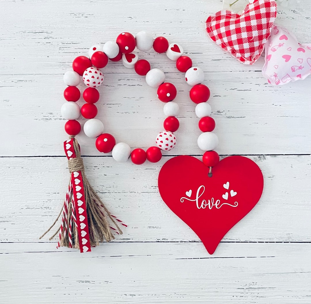 Farmhouse Valentines Garland, Hearts, Love Garland, Valentines Decor ...