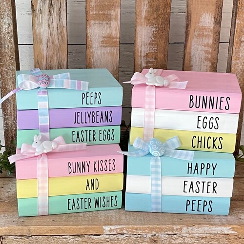 Easter Mini Wood Book Stack/ Tiered Tray Decor/ Easter Decor/ - Etsy