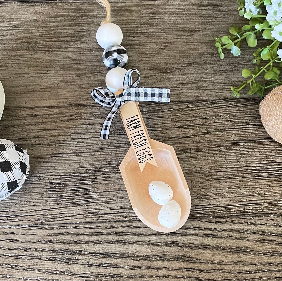Farmhouse Eggs Canister Scoop Garland, Farm Fresh Eggs Decor, Wooden ...