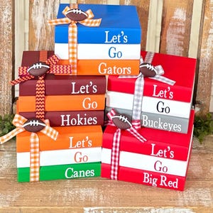 Mini Wood Book Stack Football Wood Books Student Decor Back to School ...