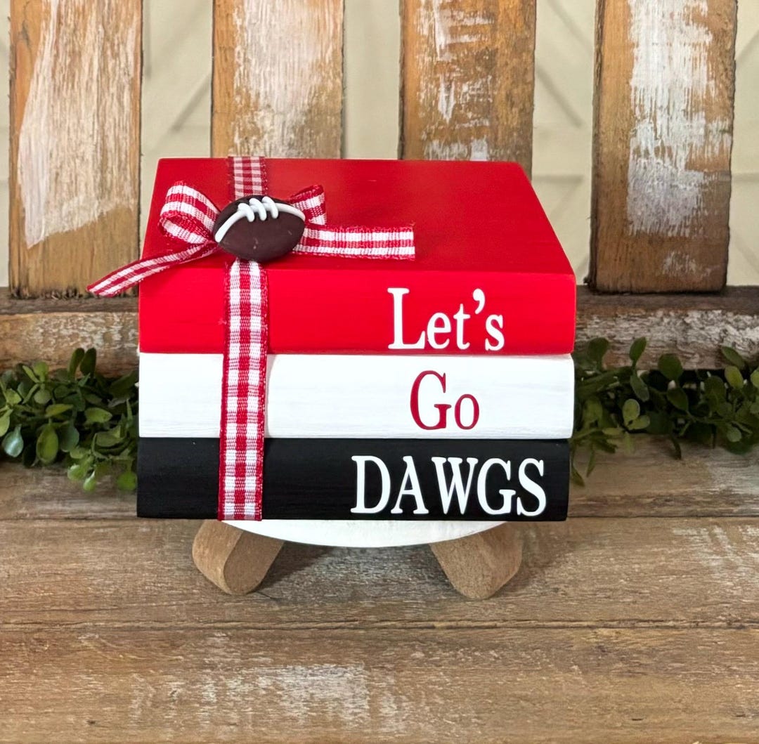 Farmhouse Mini Wood Book Stack, Georgia Wood Books, College Inspired ...