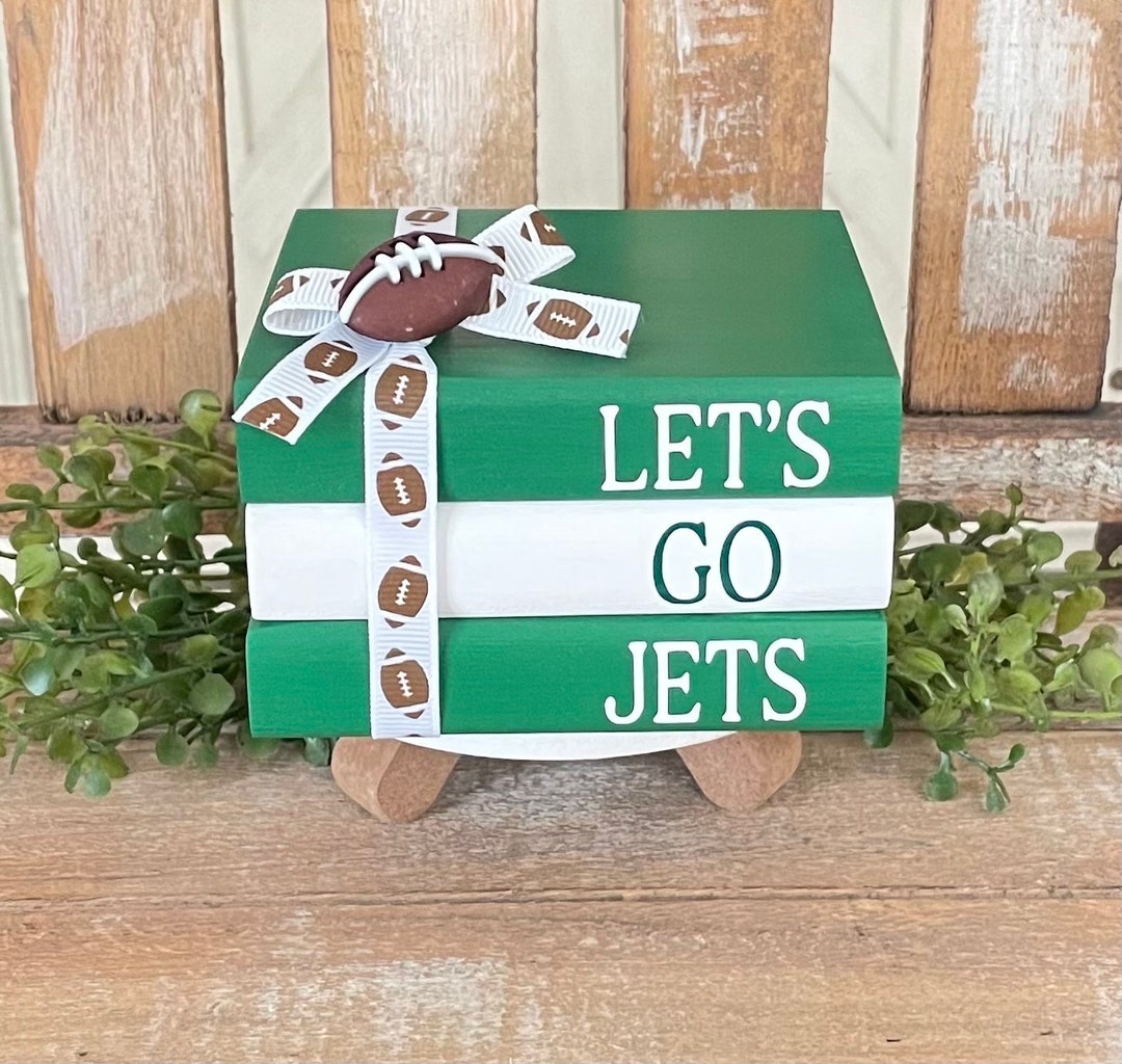 Farmhouse Mini Wood Book Stack, NY Jets Wood Books, NY Jets Football ...