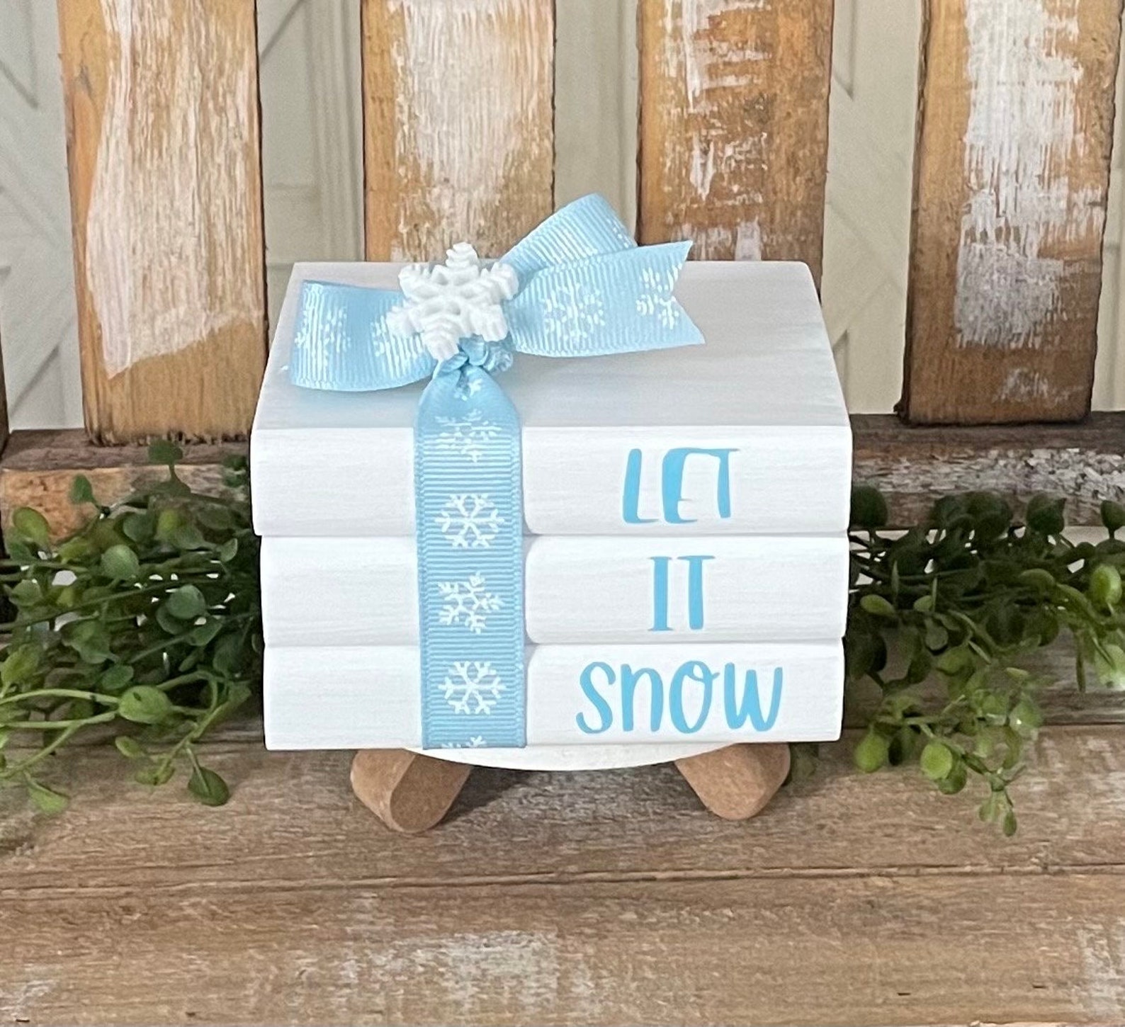Snowflake Winter Tiered Tray Decor,snowflake Book Stack,snowflake Wood ...