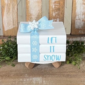 Snowflake Winter Tiered Tray Decor,snowflake Book Stack,snowflake Wood ...