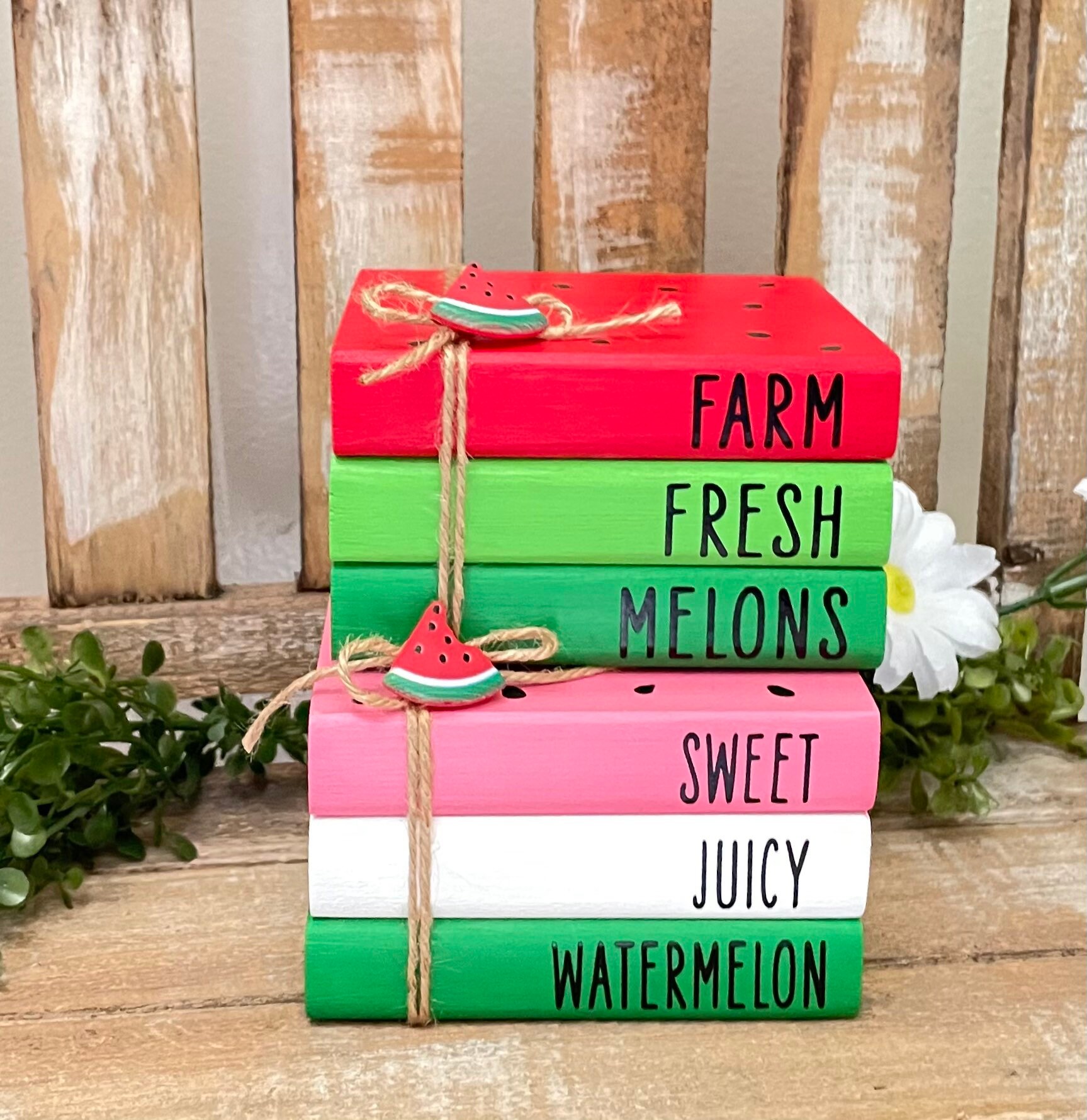 Watermelon Mini Wood Book Stack Wooden Books Watermelon - Etsy