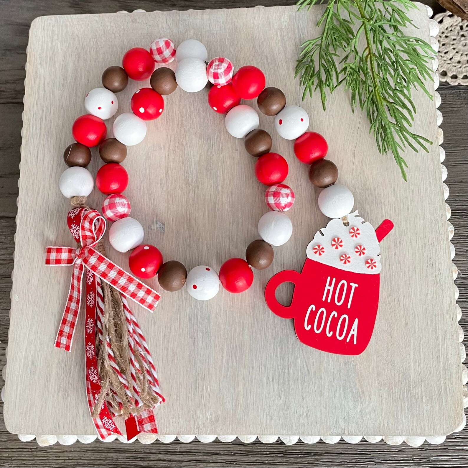 Farmhouse Cocoa Garland Cocoa Wood Beads Garland Christmas - Etsy