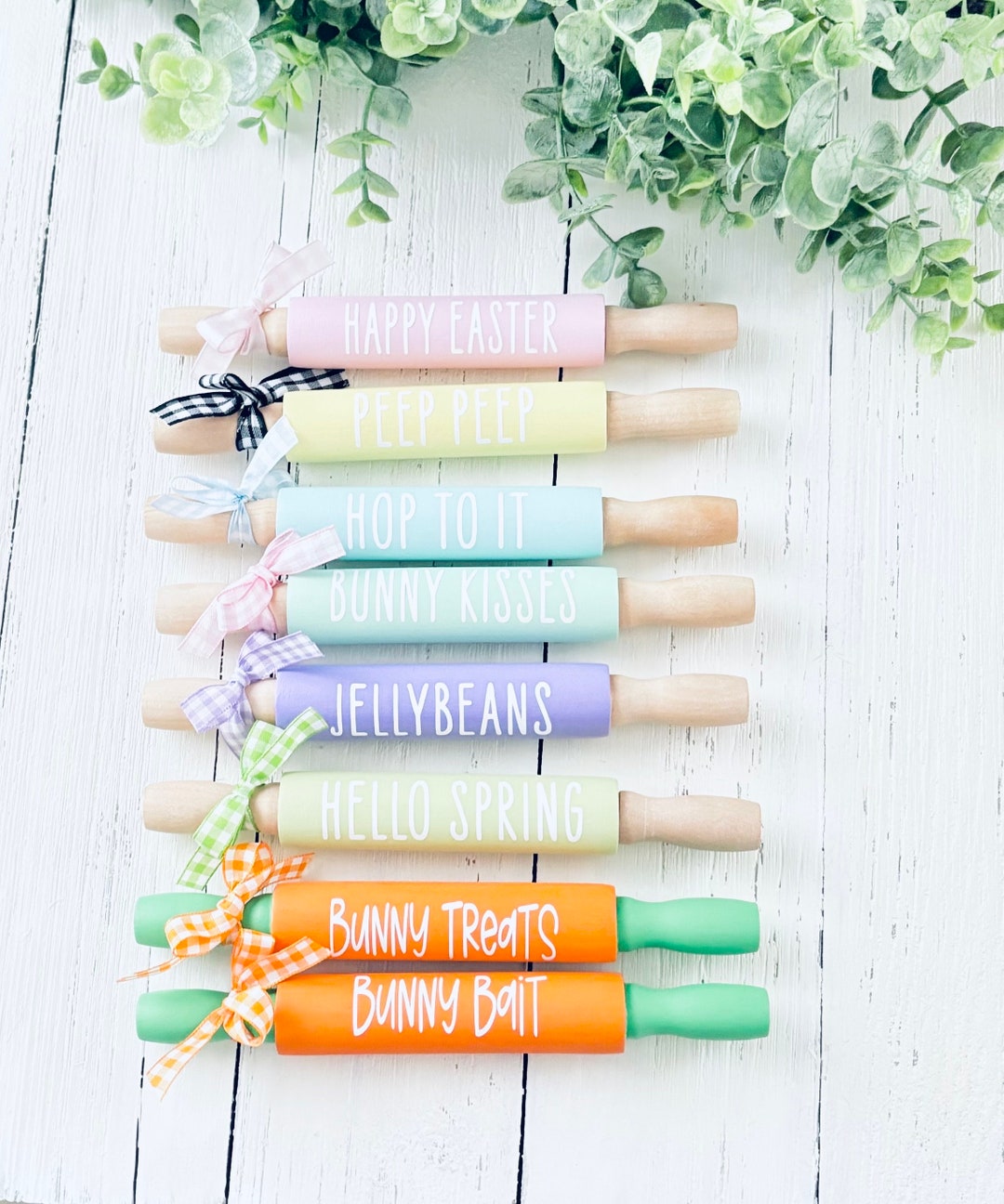 Farmhouse Easter Rolling Pins Farmhouse Easter Tiered Tray Decor Easter Wood Rolling Pin Spring ...