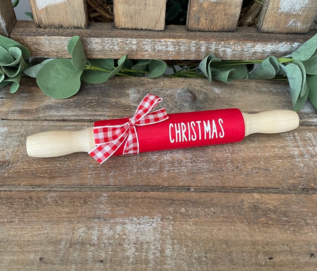 Christmas Rolling Pin Mini Wood Rolling Pin Christmas Decor - Etsy