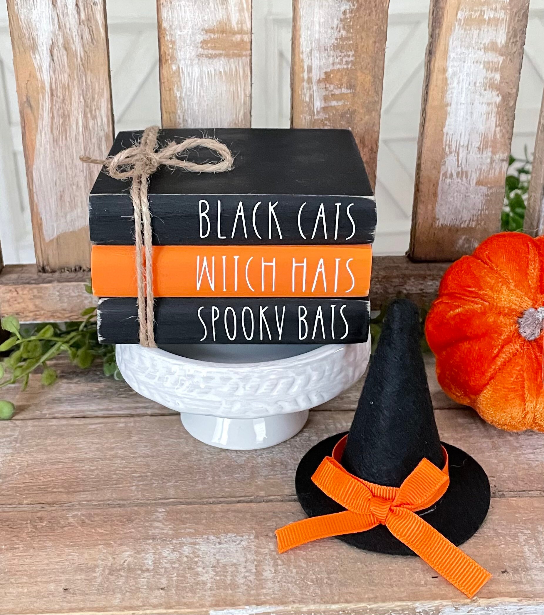 Farmhouse Mini Wood Books Halloween Wood Book Stack - Etsy