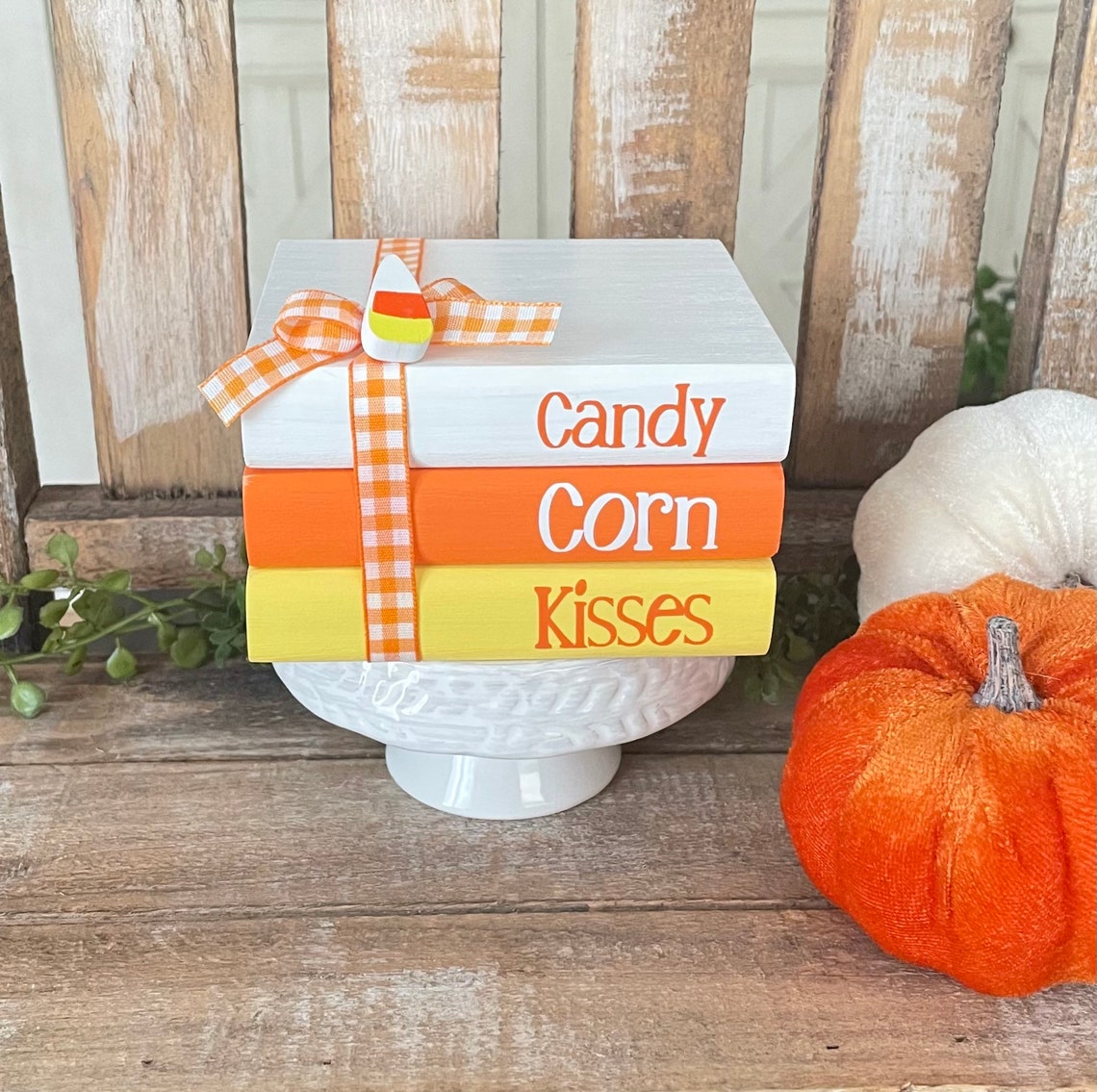 Farmhouse Mini Wood Book Stack Halloween Book Stack Candy - Etsy