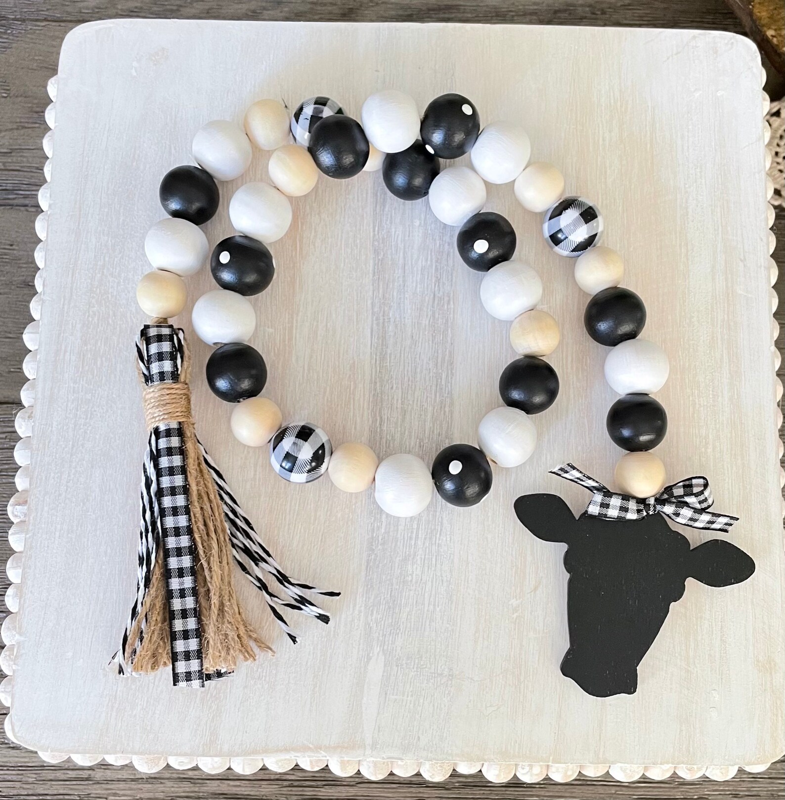 Farmhouse Garland Cow Wood Bead Garland Cow Decor Farmhouse - Etsy