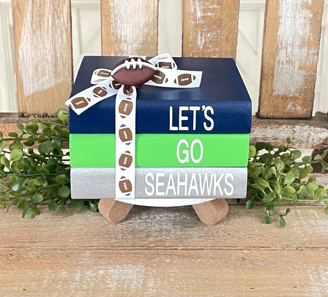 Farmhouse Mini Wood Book Stack,seattle Seahawks Wood Books,seattle ...