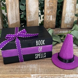 Wood Book Stack, Mini Book Stack, Halloween Book Stack, Halloween Decor ...