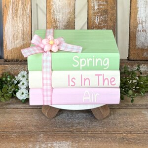 Farmhouse Mini Wood Book Stacks Flower Spring Wood Books Daisies Spring ...