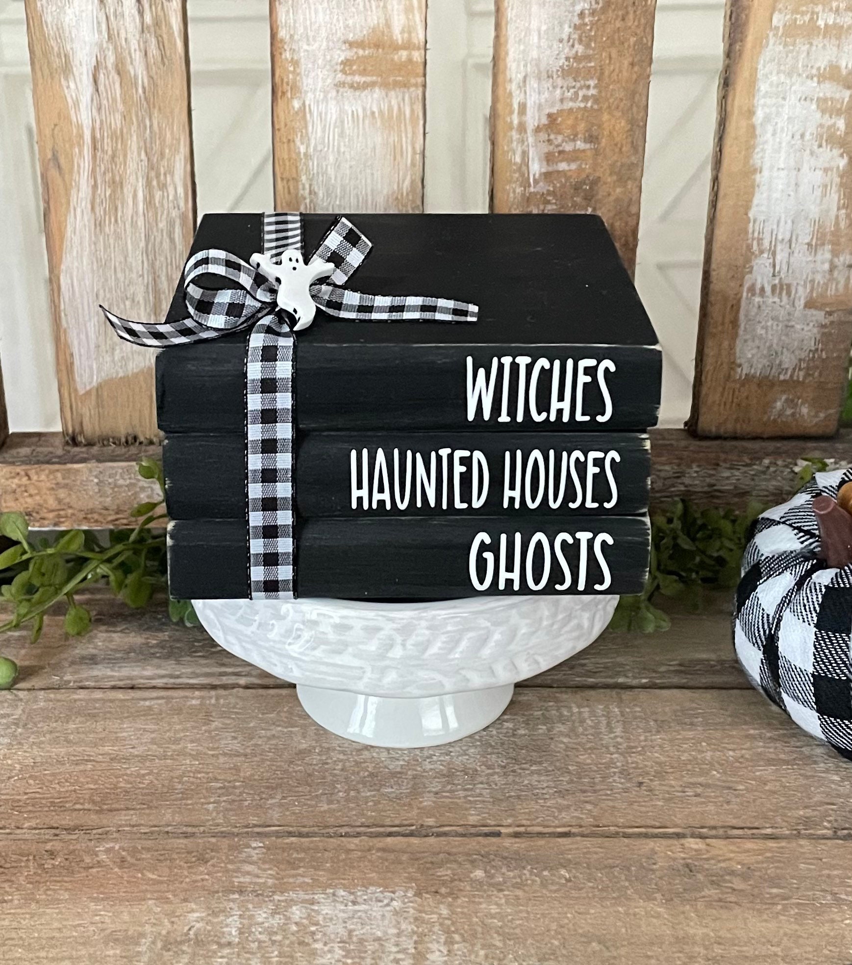 Farmhouse Mini Wood Books Halloween Wood Book Stack - Etsy