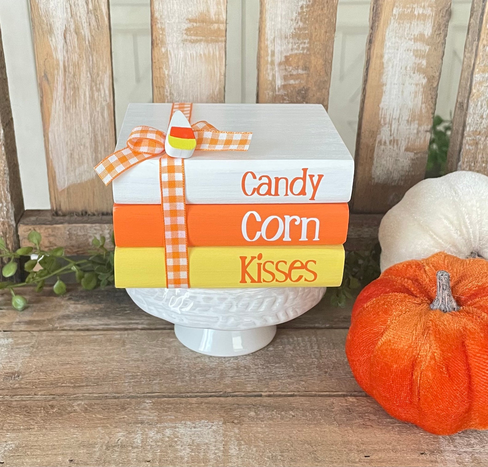 Farmhouse Mini Wood Book Stack Halloween Book Stack Candy - Etsy