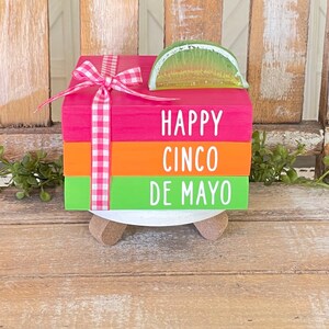 Mini Wood Book Stack, Cinco De Mayo Wood Book Stack, Cinco De Mayo ...
